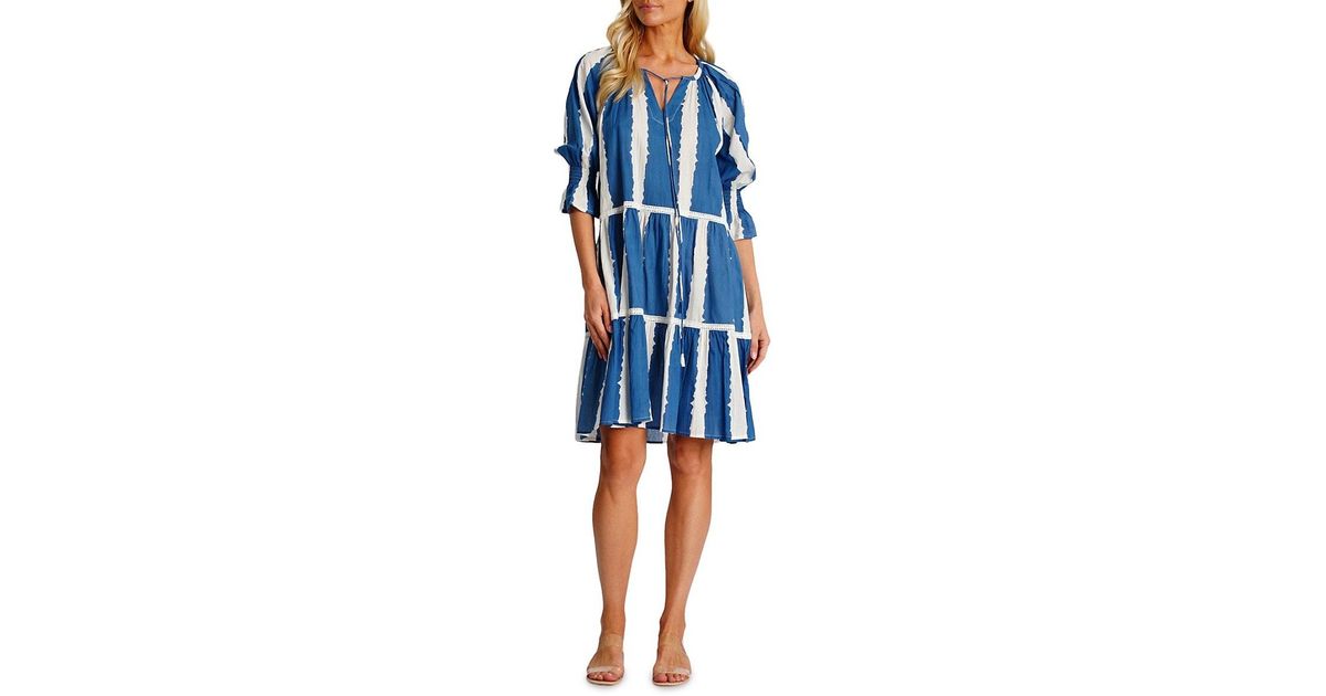 La Moda Clothing Keyhole Neckline Cover-Up Minidress in Blue | Lyst
