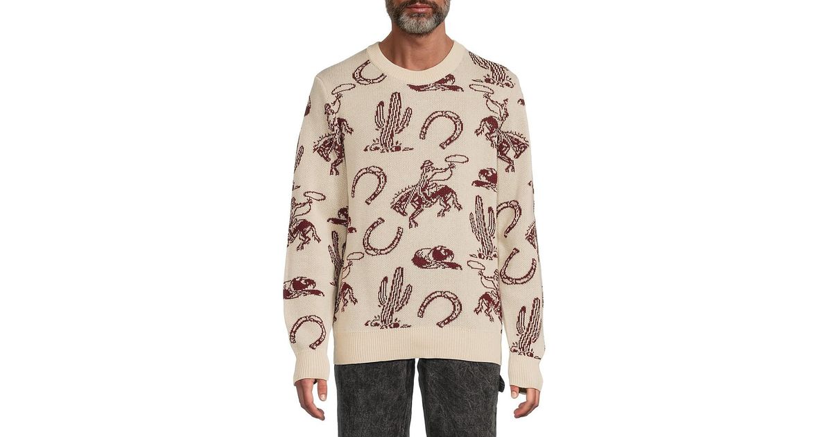 Wesc Tossed Western Jacquard Sweater in Natural for Men | Lyst UK