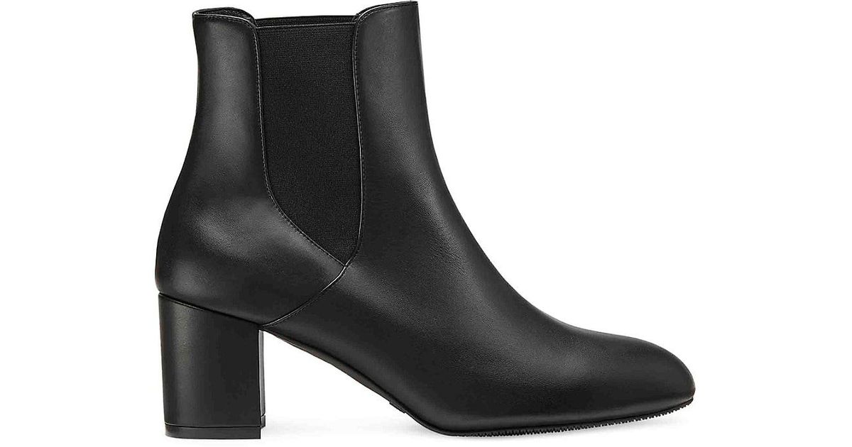 Stuart Weitzman 60Mm Yuliana Block Heel Leather Chelsea Boots in Black ...