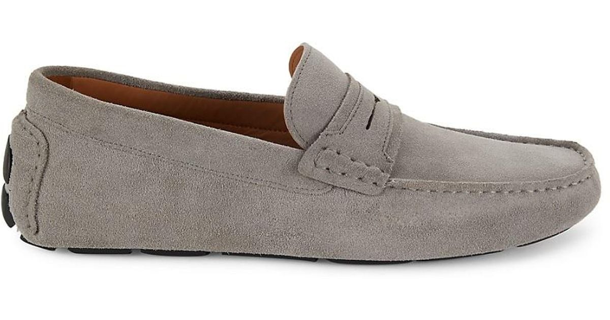 Allen Edmonds Lewis Suede Driving Penny Loafers in Gray for Men | Lyst