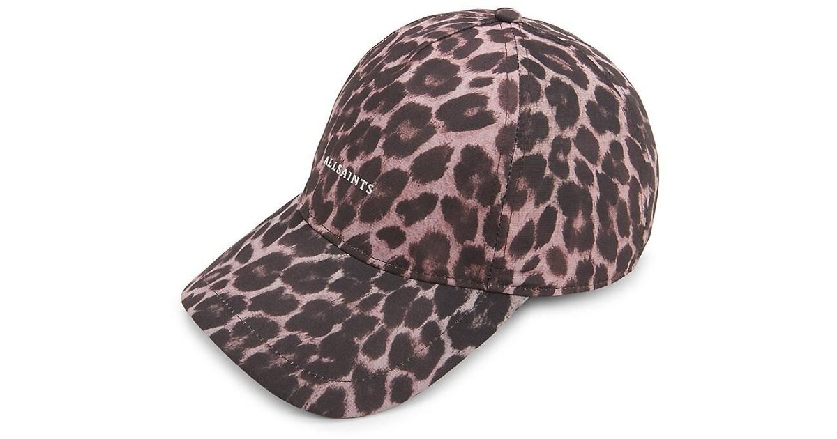 AllSaints Kuoza Leopard Print Logo Baseball Cap in Pink | Lyst