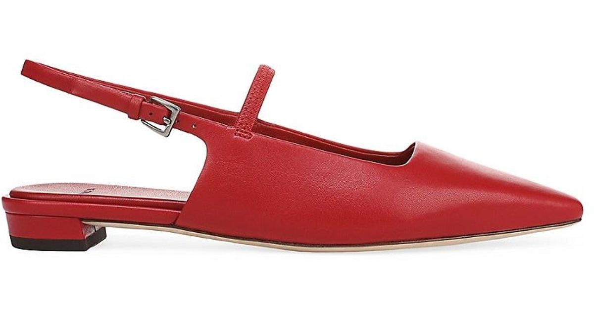 Vince Allie Leather Slingback Flats in Red | Lyst