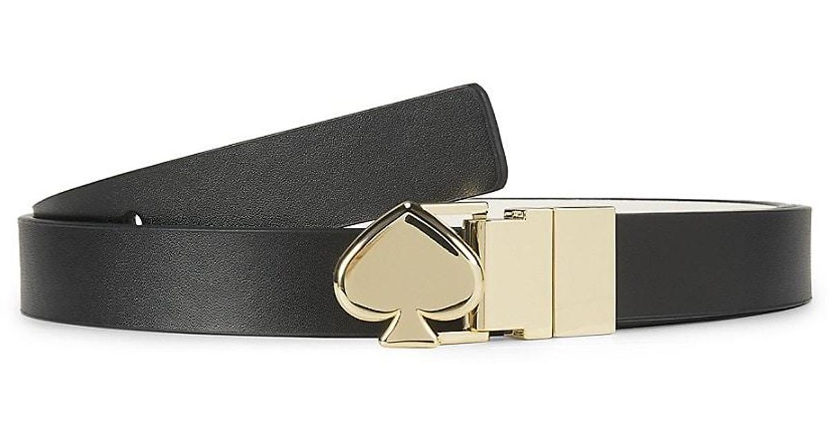 Kate Spade Reversible Logo Leather Belt in Black | Lyst