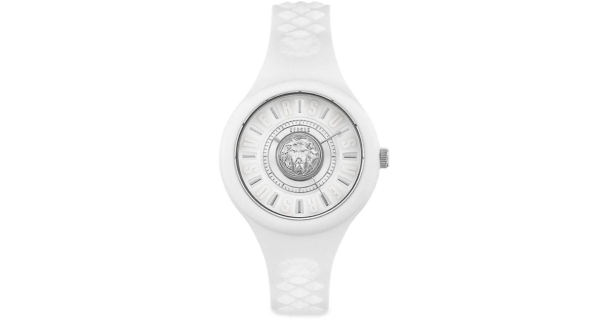 Versus Fire Island 39Mm Lion Silicone Watch in White | Lyst