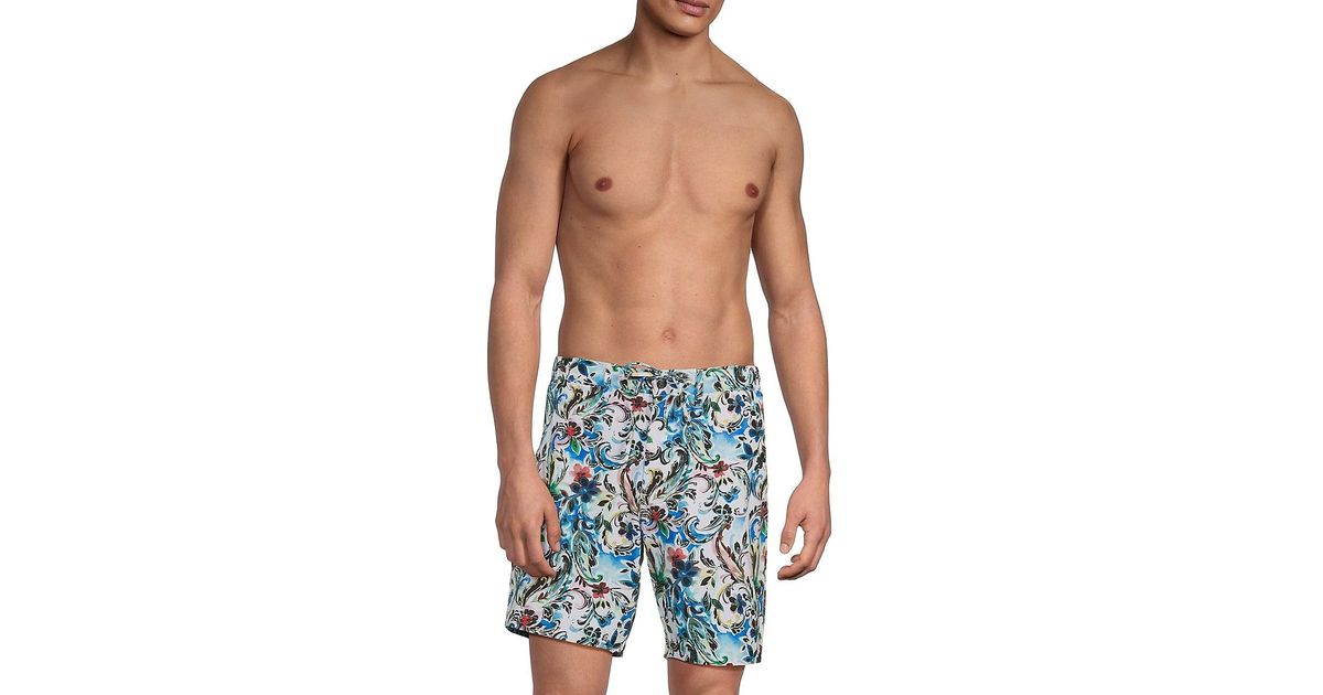 Robert Graham Langsford Floral Drawstring Swim Shorts in Blue for Men ...