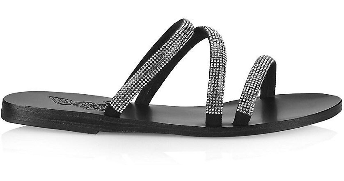 Ancient Greek Sandals Polytimi Diamante Flat Sandals in Black | Lyst