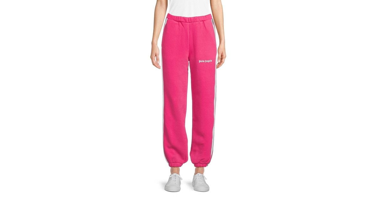Palm Angels Side-Stripe Cotton Joggers in Pink | Lyst UK