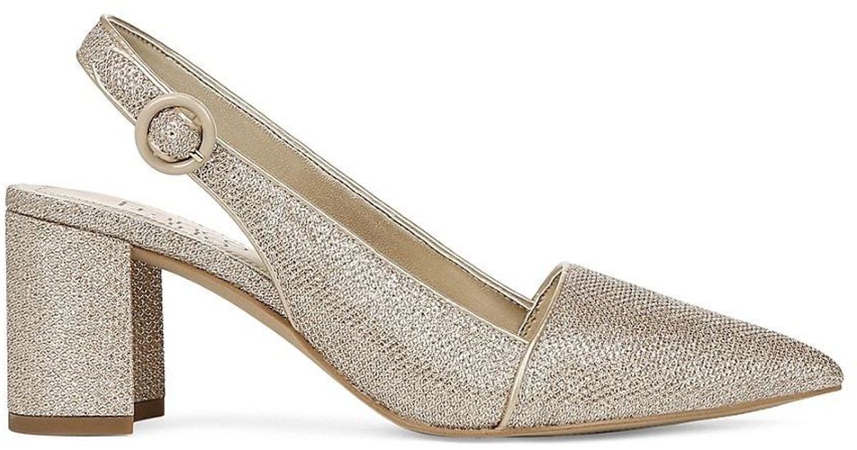 Franco Sarto Trista Block Heel Slingback Pumps in White | Lyst