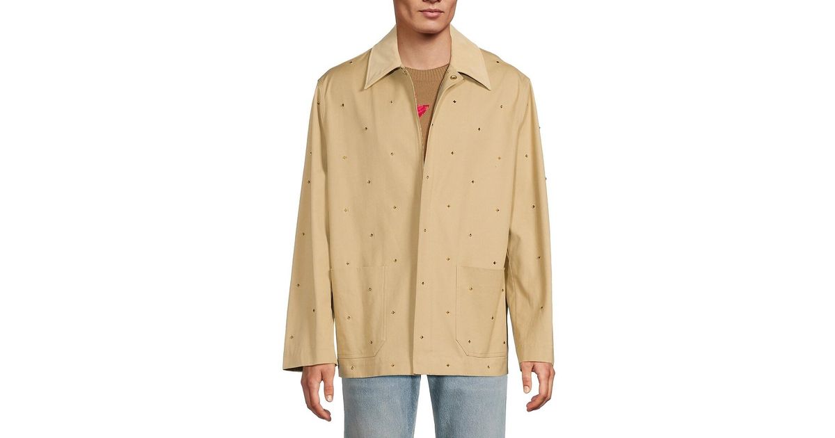 Valentino Studded Spread Collar Jacket in Natural for Men | Lyst