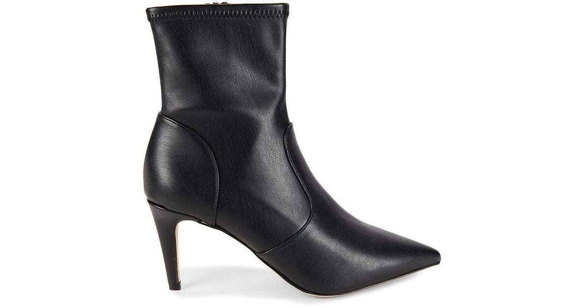 Saks Fifth Avenue Quartz 76Mm Faux Leather Stiletto Boots in Black | Lyst