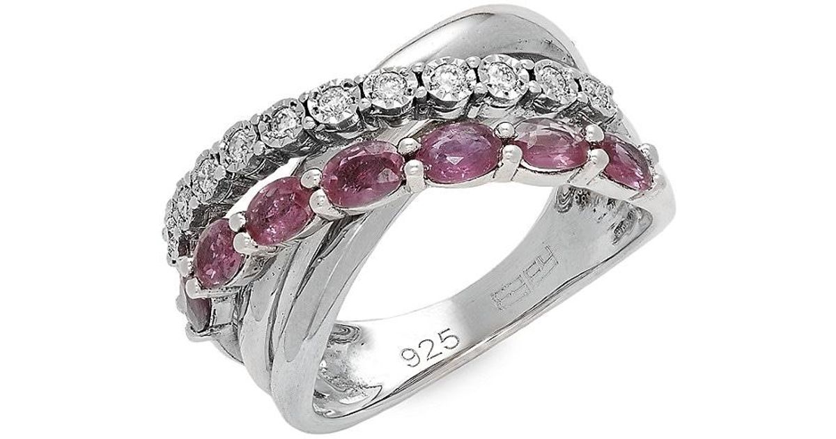 Effy ENY 0.59 Tcw Diamond & Ruby Ring in White | Lyst UK