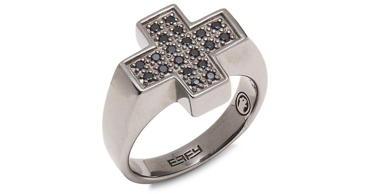 Effy Sterling & Spinel Cross Signet Ring in Gray for Men | Lyst