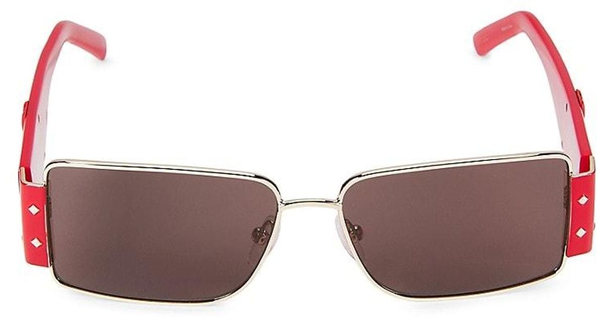MCM 55Mm Solid Lens Rectangle Metal Sunglasses in Red | Lyst UK