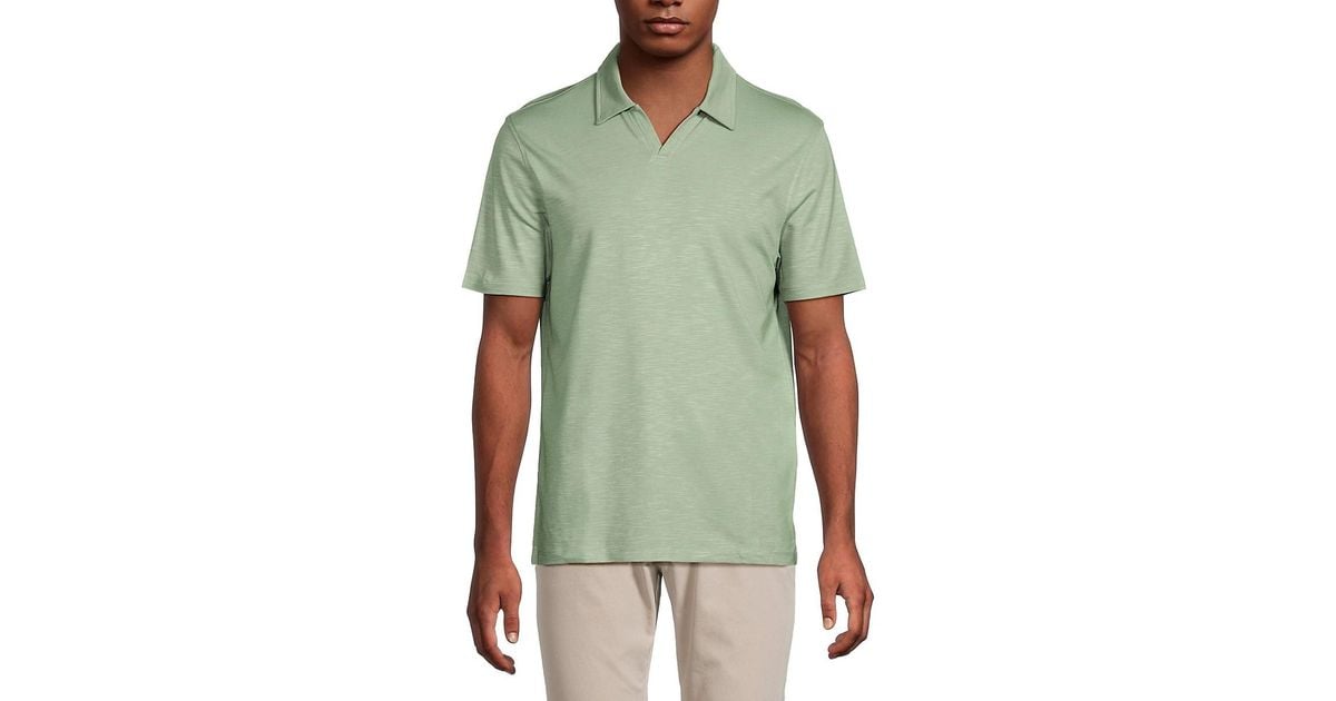 Kenneth Cole Slub-Knit Stretch Polo Shirt in Green for Men | Lyst