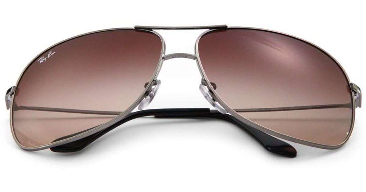 Ray-Ban Rb3267 64mm Square Wrap Aviator Sunglasses in Silver (Metallic ...