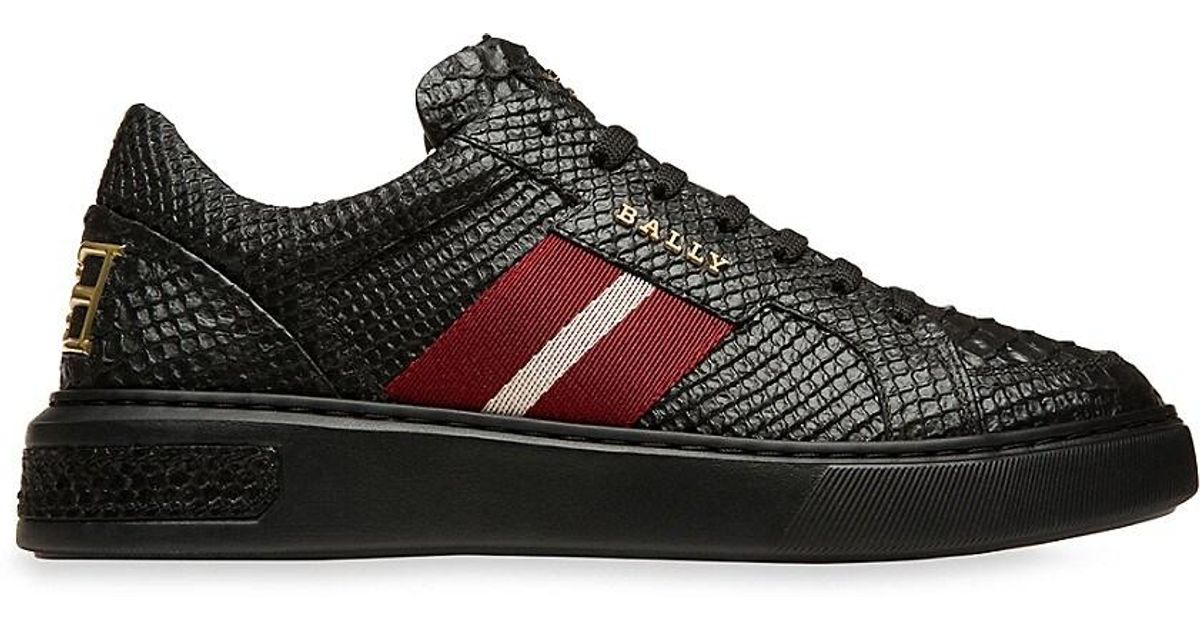 Bally Marell Lizard-embossed Leather Sneakers in Black for Men | Lyst