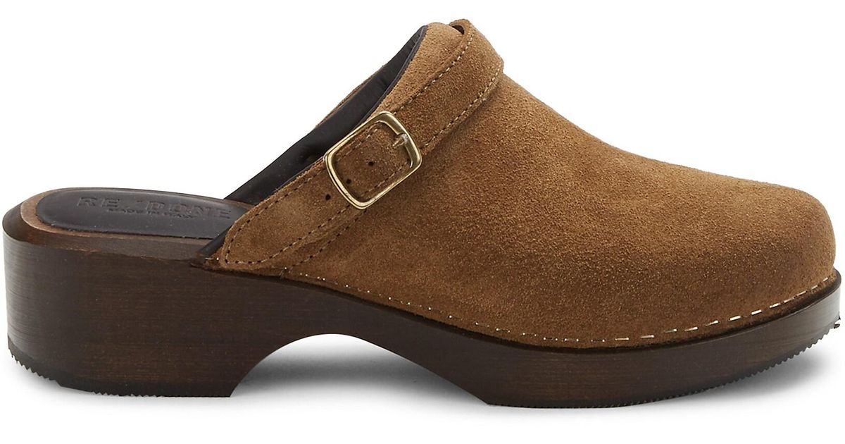 RE/DONE 70's Classic Suede Clogs in Brown | Lyst