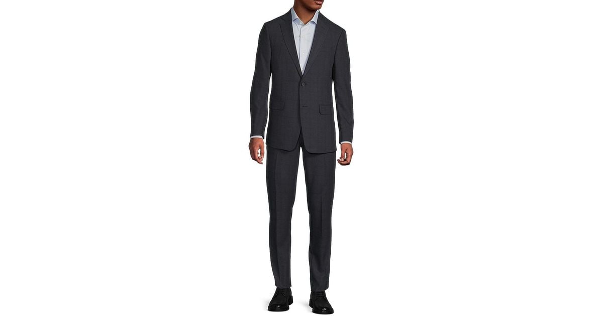 DKNY Windowpane One-Button Slim-Fit Suit in Black for Men | Lyst