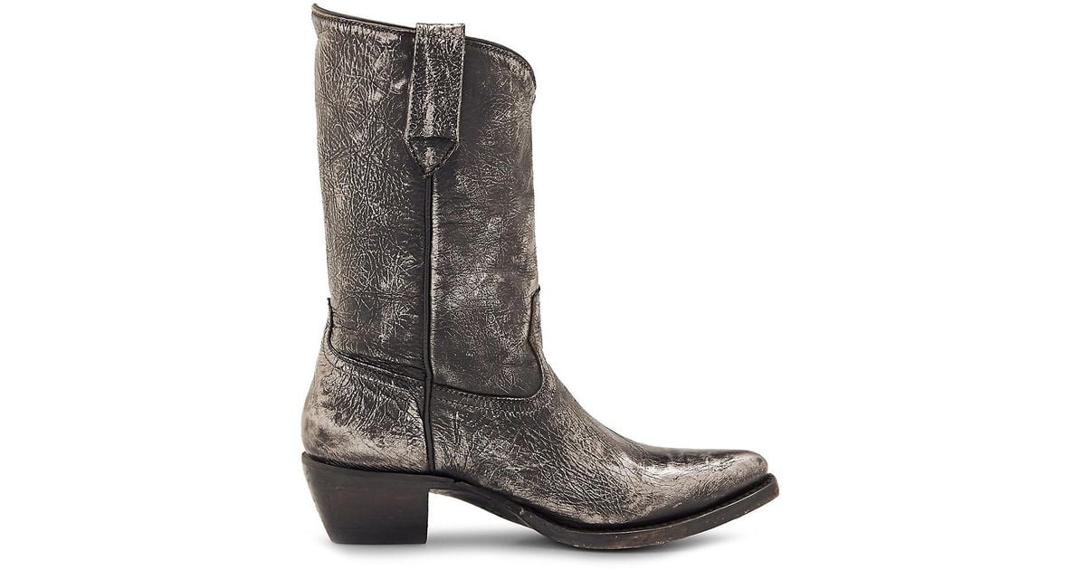 Frye Sacha Metallic Leather Western Boots in Gray | Lyst