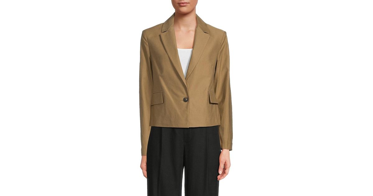 Vince Cropped Blazer in Natural | Lyst