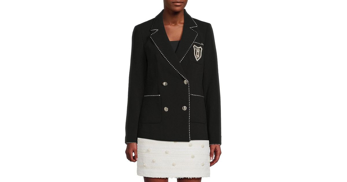 Karl Lagerfeld Whipstich Trim Jacket With Crest Patch in Black | Lyst UK