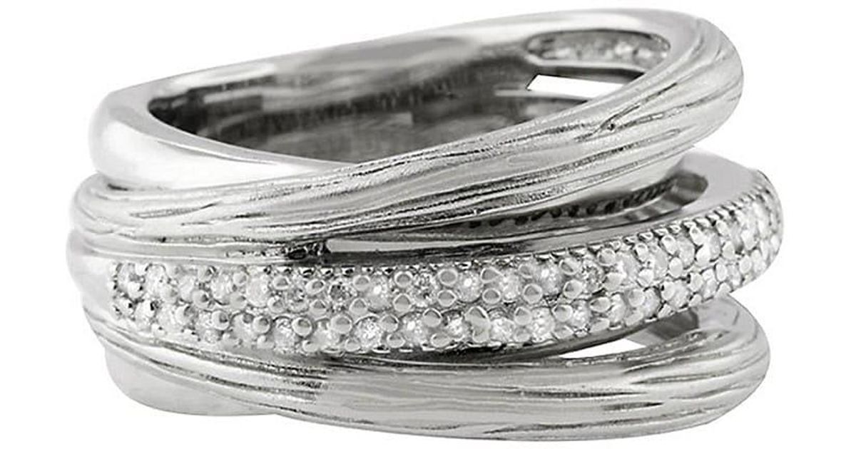 Effy Balissima Sterling Triple Band Ring With Diamond Accents in Gray ...