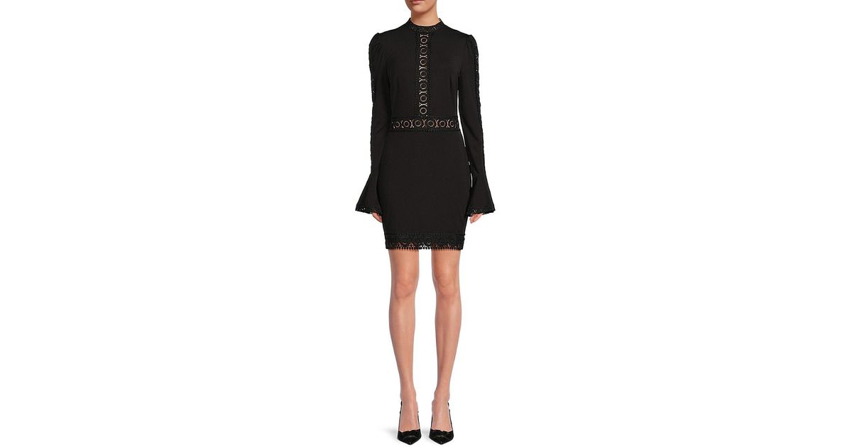 Bebe Bell Lace Mini Dress in Black | Lyst