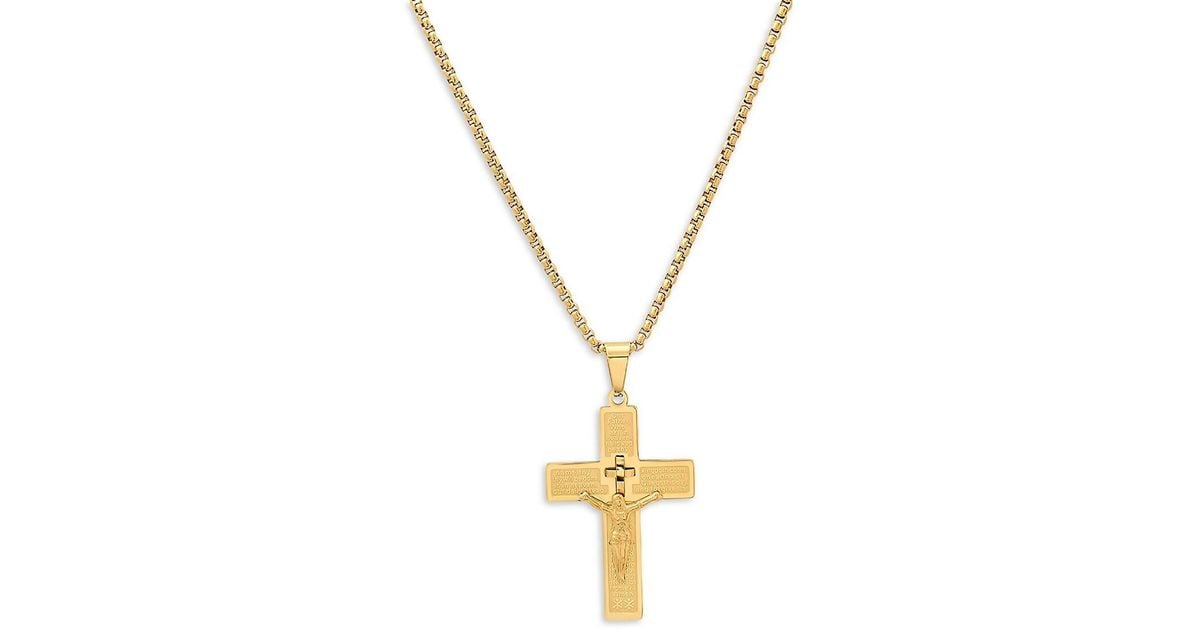 Anthony Jacobs "Our Father Prayer" 18K Goldplated Crucifix Pendant ...