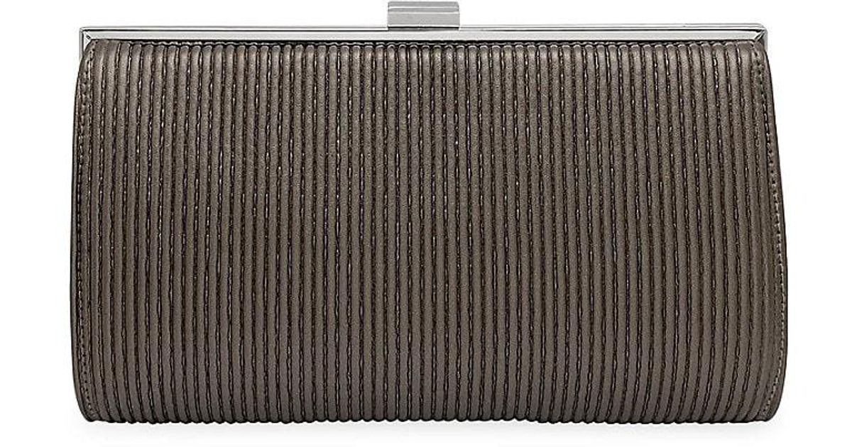 La Regale Pin Tucks Convertible Clutch in Brown | Lyst