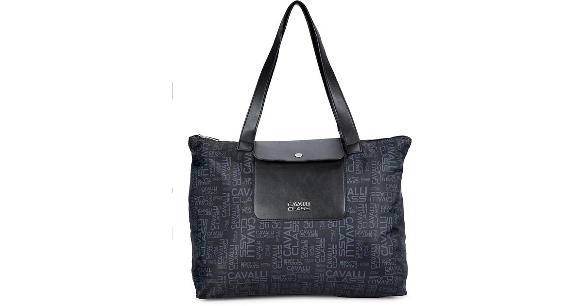 Class Roberto Cavalli Monogram Tote in Black | Lyst