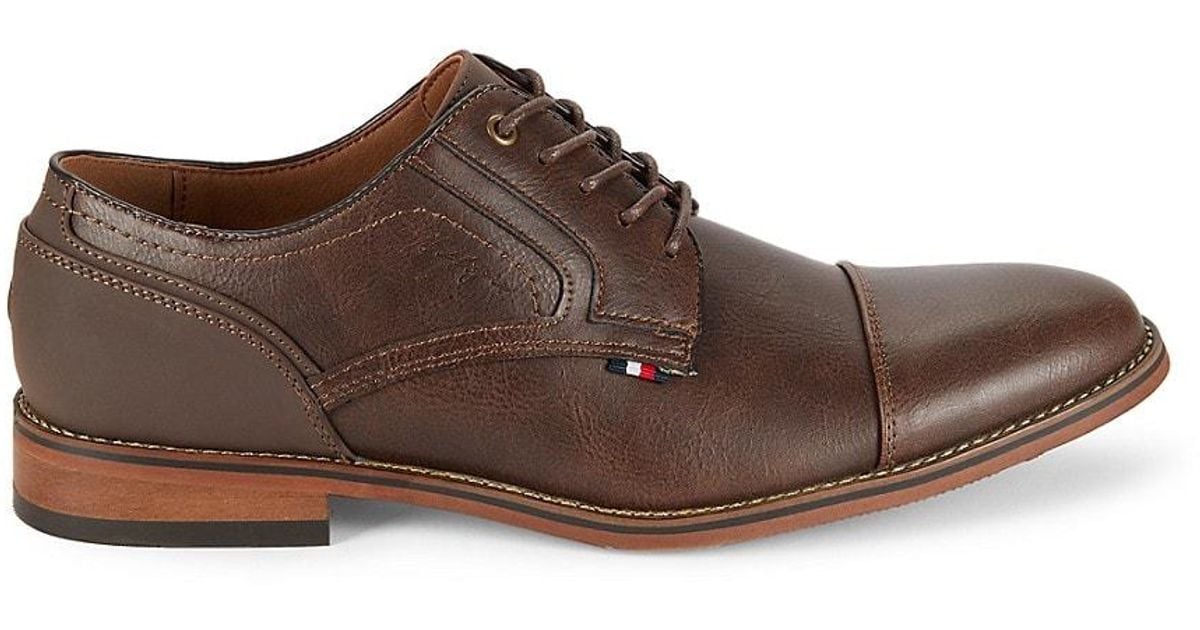 Tommy Hilfiger Banly Faux Leather Derby Shoes in Brown for Men | Lyst