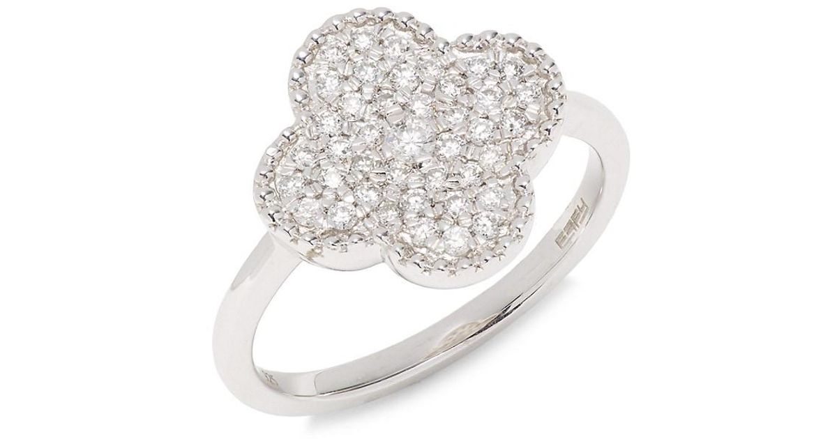 Effy 925 & 0.34 Tcw Diamond Floral Ring in White | Lyst UK