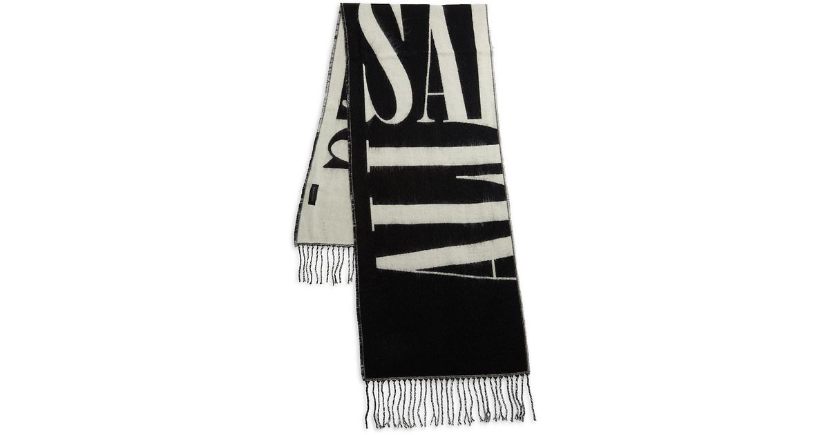 AllSaints Logo Fringe Scarf in Black for Men | Lyst