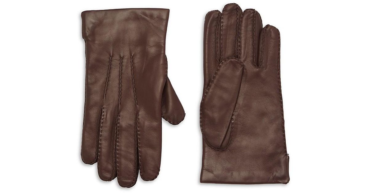Portolano Handsewn Nappa Leather Gloves in Brown for Men | Lyst