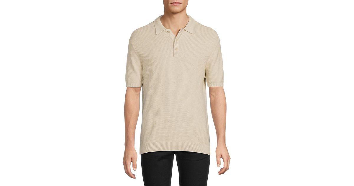 Kenneth Cole Textured Polo Shirt in Natural for Men | Lyst
