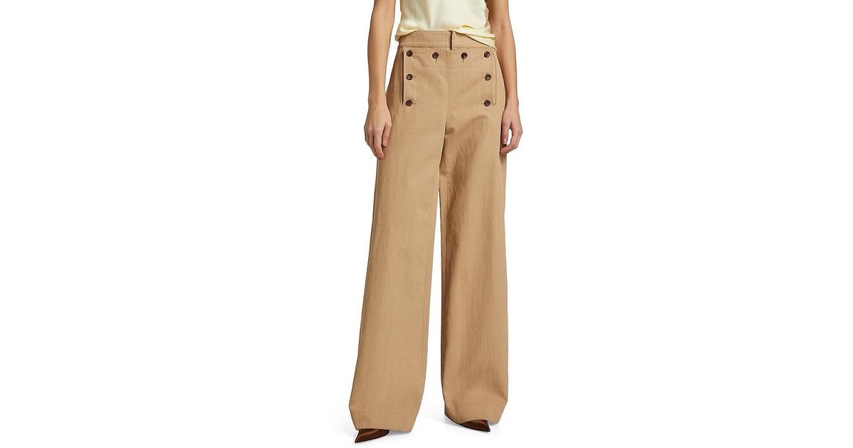 A.L.C. A. L.c. Lucas Button-front-panel Pants in Natural | Lyst UK