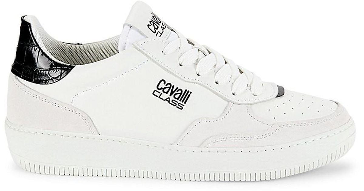 Cavalli Class by Roberto Cavalli Logo Perforated Sneakers in White for ...