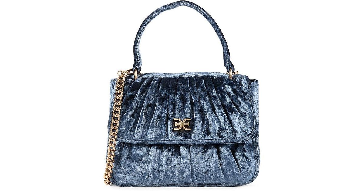 Sam Edelman Ellie Pleated Velvet Top Handle Bag in Blue | Lyst