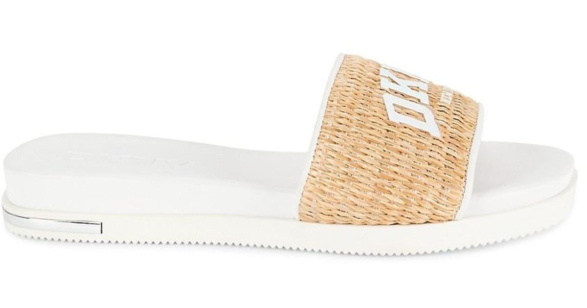 DKNY Joa Two Tone Flat Slides in White | Lyst UK