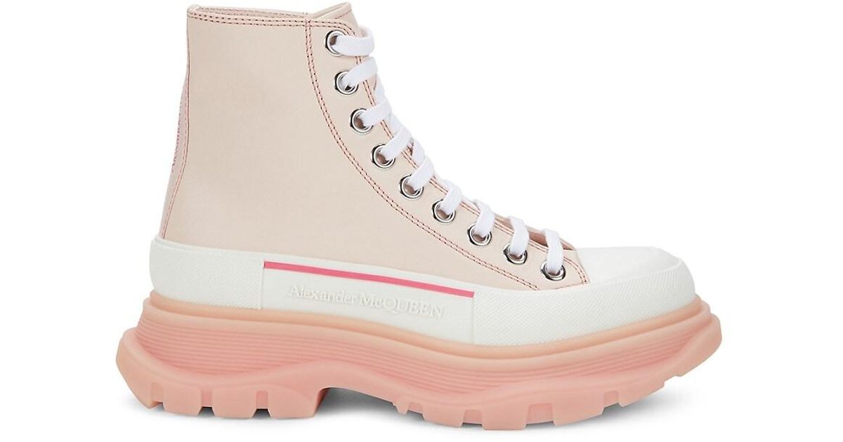 McQueen Colorblock High-Top Sneakers in Natural | Lyst