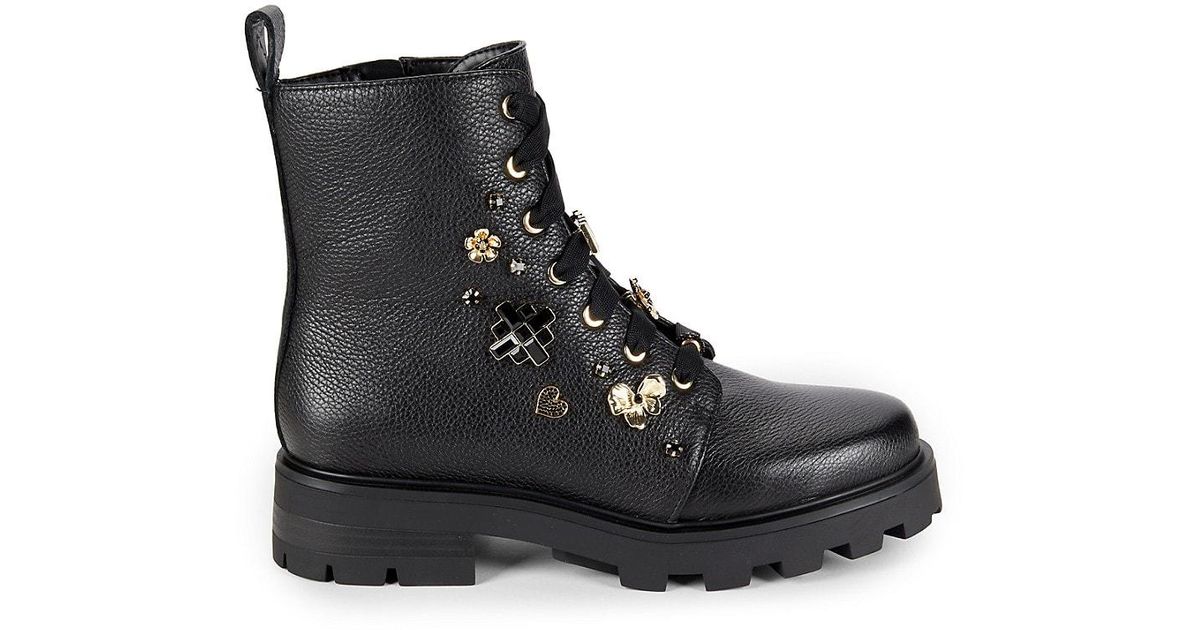 Karl Lagerfeld Makenzie Logo Charm Ankle Combat Boots in Black | Lyst