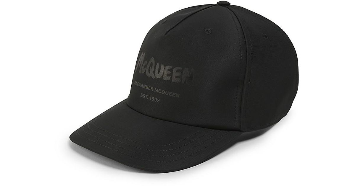 McQueen Tonal Logo Baseball Cap in Black for Men | Lyst UK