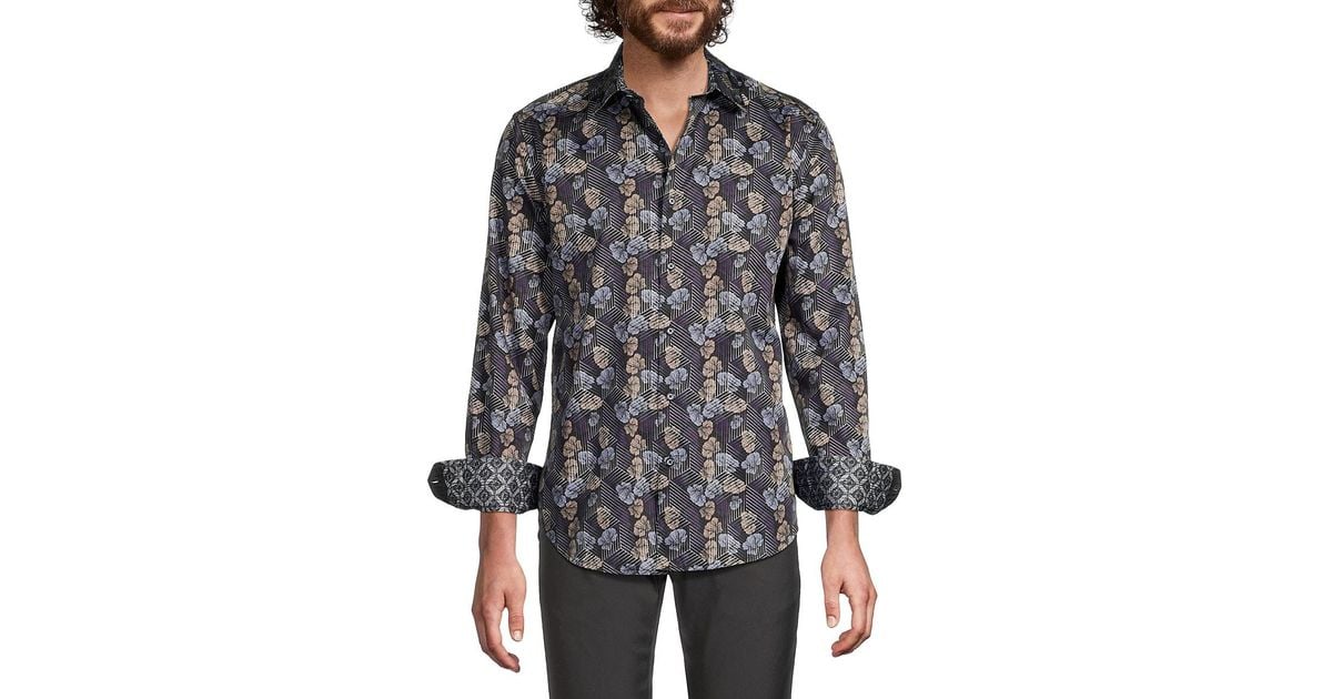 Robert Graham Henry Long Sleeve Cotton Classic-Fit Shirt in Grey for ...