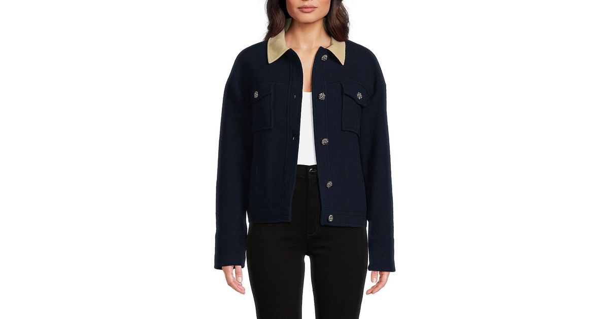 Ba&sh Tino Wool Blend Jacket in Blue | Lyst