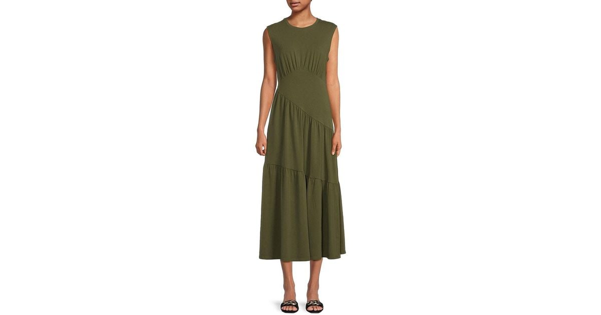DKNY Sleeveless Tiered Maxi Dress in Green | Lyst