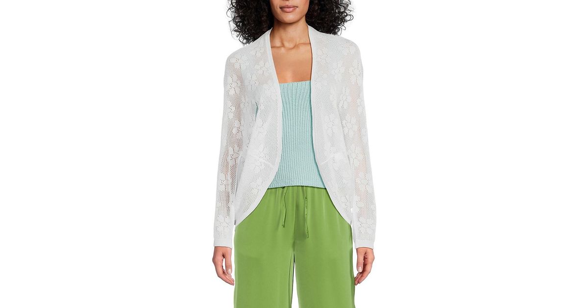 Joseph A Mesh Open Front Cardigan in Green | Lyst