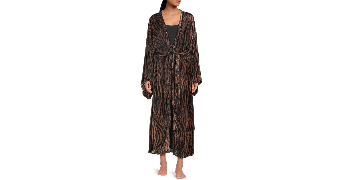 Rococo Sand Belted Silk Blend Robe in Brown | Lyst