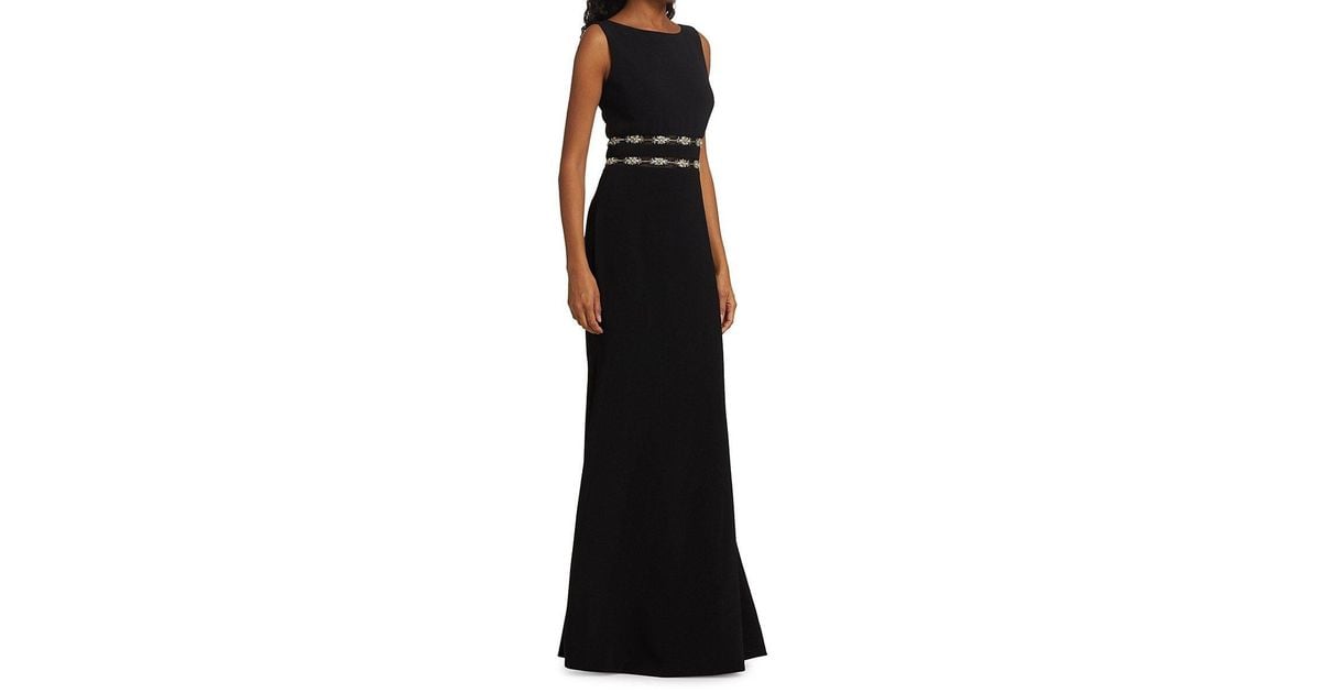 Theia Kaylee Crystal Embellished Column Gown In Black Lyst