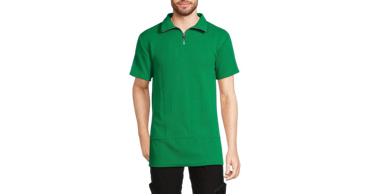 American Stitch 'Textured Zip Polo in Green for Men | Lyst