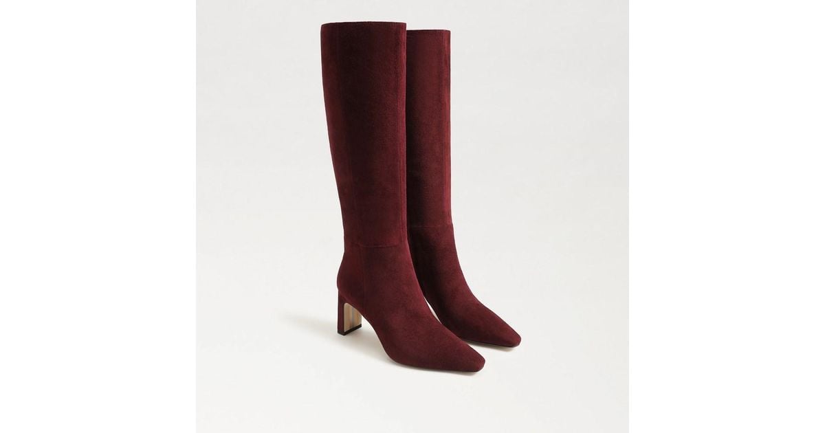 Sam Edelman Sylvia Knee High Boot French Suede in Red | Lyst